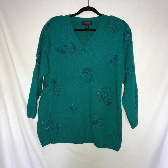 Classiques Entier | Sweaters | Vintage Teal Colored Beaded Classiques ...